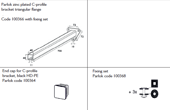 Stays with flange and screw attachment | Parlok
